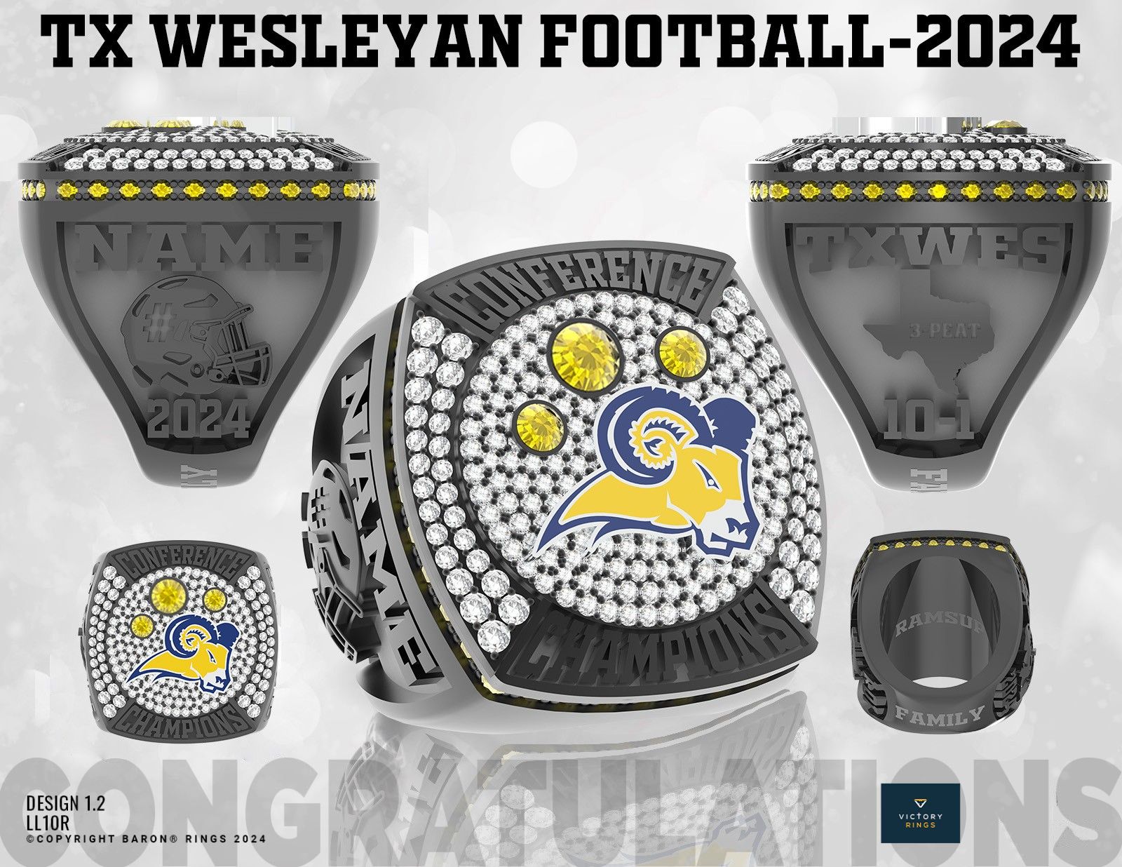 TXWES Football Coaches and boosters rings – Victory Rings
